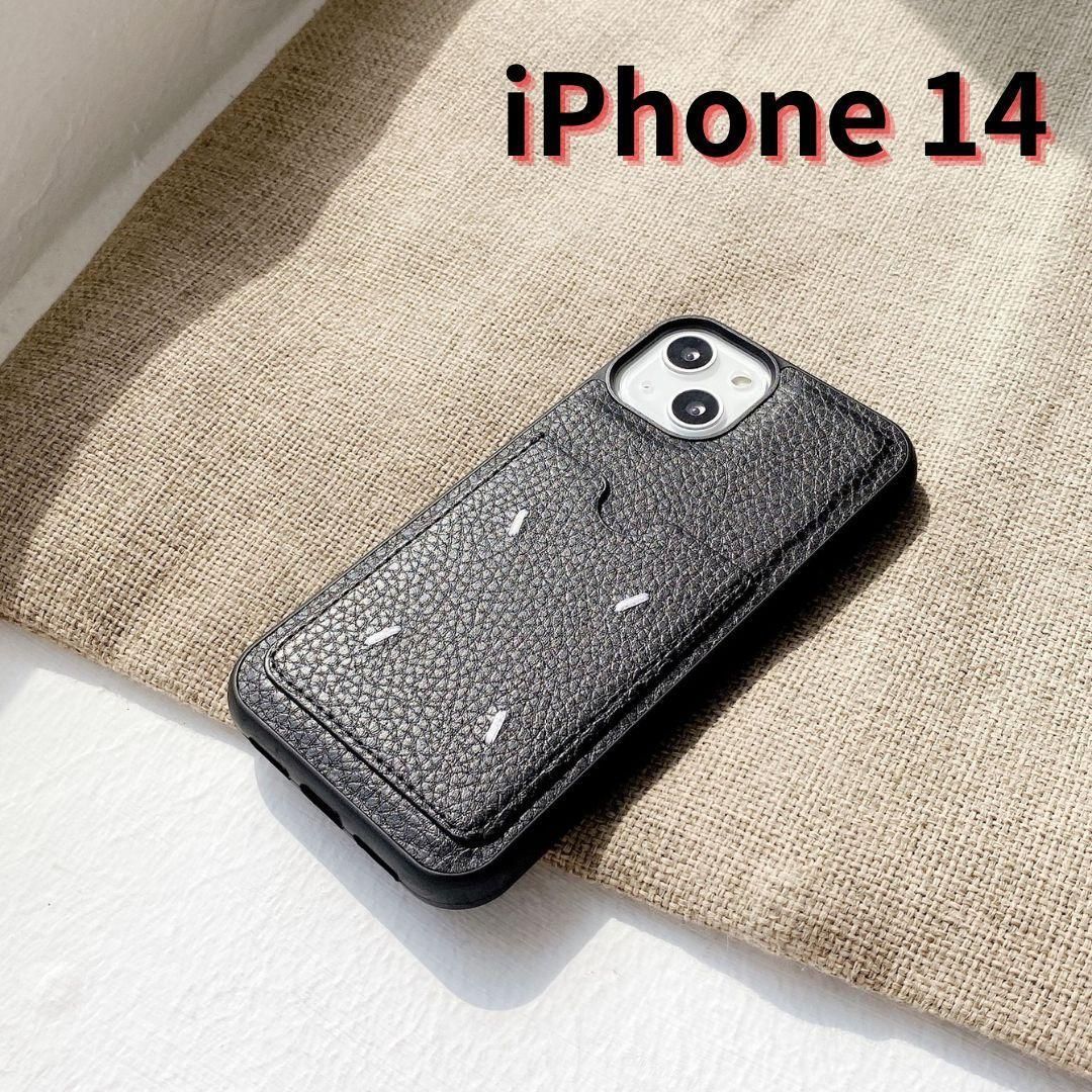 【SHOPSA】iPhone14 レザー スマホケース カードポケット付き おしゃれ 黒 - メルカリ