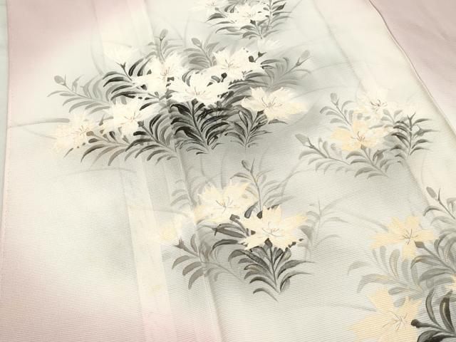 平和屋着物＊夏物　訪問着　絽　草花文　蛍　暈し染め　金彩　正絹　逸品　AABA6563jd 平和屋着物＊夏物 色留訪問着 絽 草花文 暈し染め 正絹 逸品