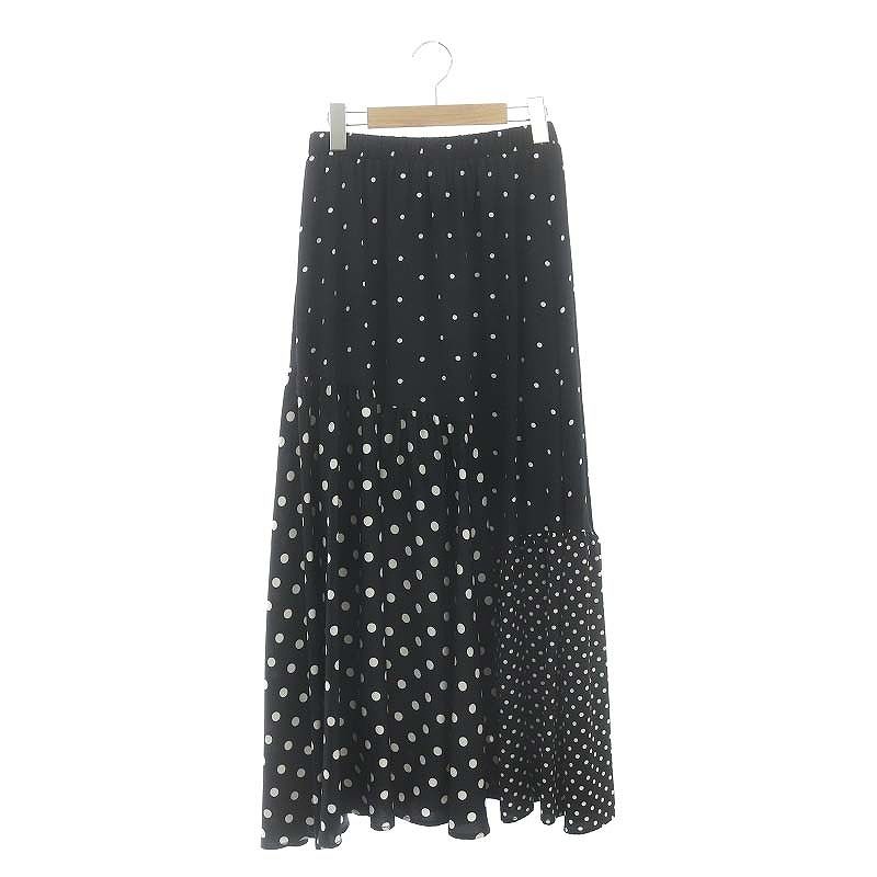 ビアズリー BEARDSLEY ガリャルダガランテ 22SS ドットパッチワークロングスカート フレア 水玉柄 F 黒 ブラック /NR OS - メルカリ