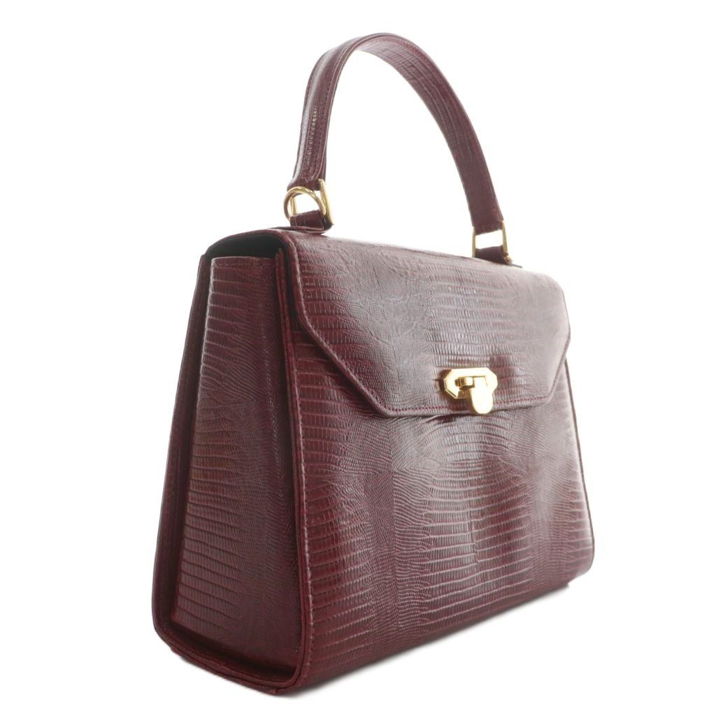 ノーブランド ハンドバッグ ショルダー 2WAY リザード レザー ゴールド