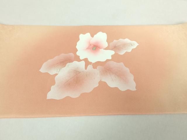 平和屋着物○塩瀬 九寸名古屋帯 作家物 手描き 草花文 金彩 正絹 逸品