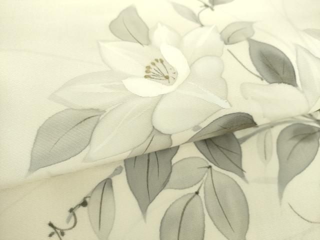 平和屋着物○塩瀬 九寸開き名古屋帯 作家物 手描き 草花文 金彩 正絹