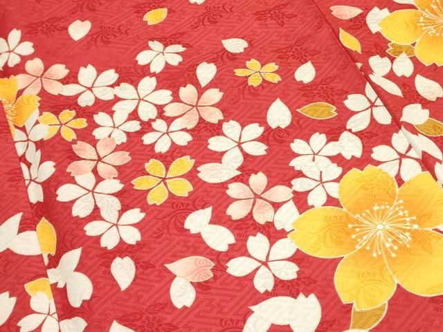 平和屋着物○小振袖 二尺袖 舞桜文 洗える着物 DAAX1950op - メルカリ