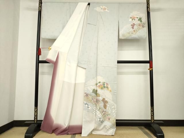 平和屋着物○二代目 川村久太郎 訪問着 更紗花唐草文 たたき染 黒地