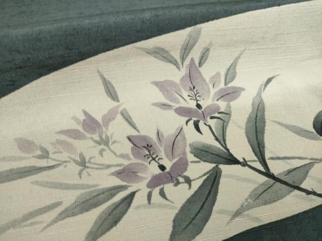 平和屋着物●染色家　岸上純平　訪問着　紬地　手描き　草花文　正絹　逸品　AABC8140ck 平和屋着物○染色家 岸上純平 訪問着 紬地 手描き 草花文 正絹 逸品