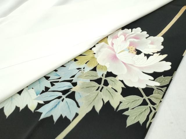 平和屋着物○豪華黒留袖 友禅 作家物 牡丹 暈し染め 正絹 逸品