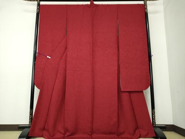 平和屋着物○上質な色無地 紋意匠 暗紅色 正絹 逸品 DAAY9633az 平和