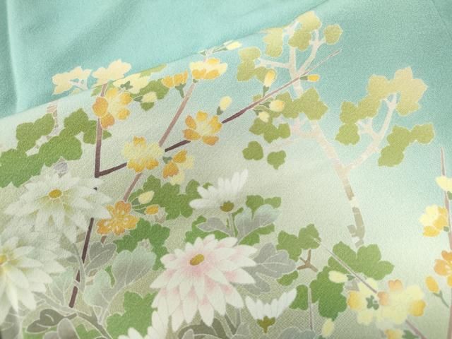 平和屋着物●十日町友禅作家　岡村蒼風　訪問着　草花文　暈し染め　正絹　逸品　未使用　CAAZ3054yc 平和屋着物○十日町友禅作家 岡村蒼風 訪問着 草花文 暈し染め 正絹