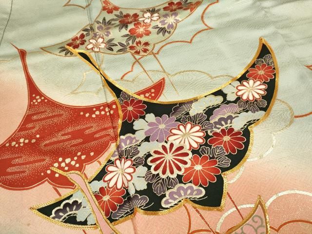平和屋着物○豪華振袖 刺繍 毬花文 銀通し地 正絹 逸品 CAAZ8057vf