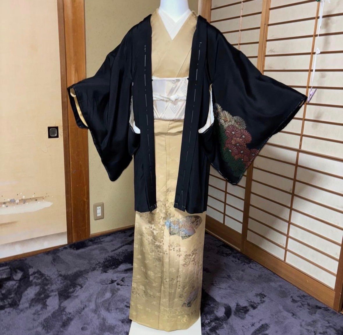 平和屋着物▽道行コート スリーシーズン 春夏秋 塵除け 舞葉文 総