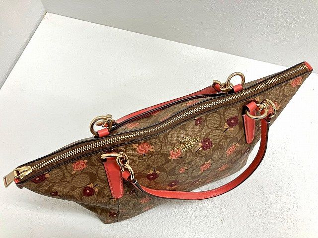 コーチ COACH フラワー シグネチャー PVC×レザー トートバッグ 美品