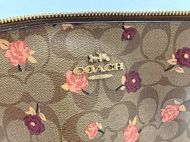 コーチ COACH フラワー シグネチャー PVC×レザー トートバッグ 美品