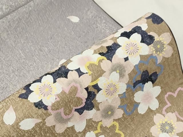 平和屋着物●太鼓柄袋帯　舞桜文　銀通し地　正絹　逸品　CAAZ0325dy 平和屋着物○太鼓柄袋帯 舞桜文 銀通し地 正絹 逸品 CAAZ0325dy - メルカリ