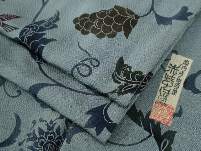 平和屋着物○宮内庁御用達 赤城右堂 小紋 型染め 本草木染 飛鳥更紗花