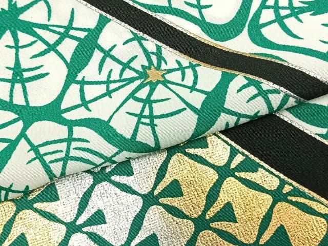 平和屋着物▽訪問着 単衣 幾何学文様 金銀彩 洗える着物 AABC3869fy