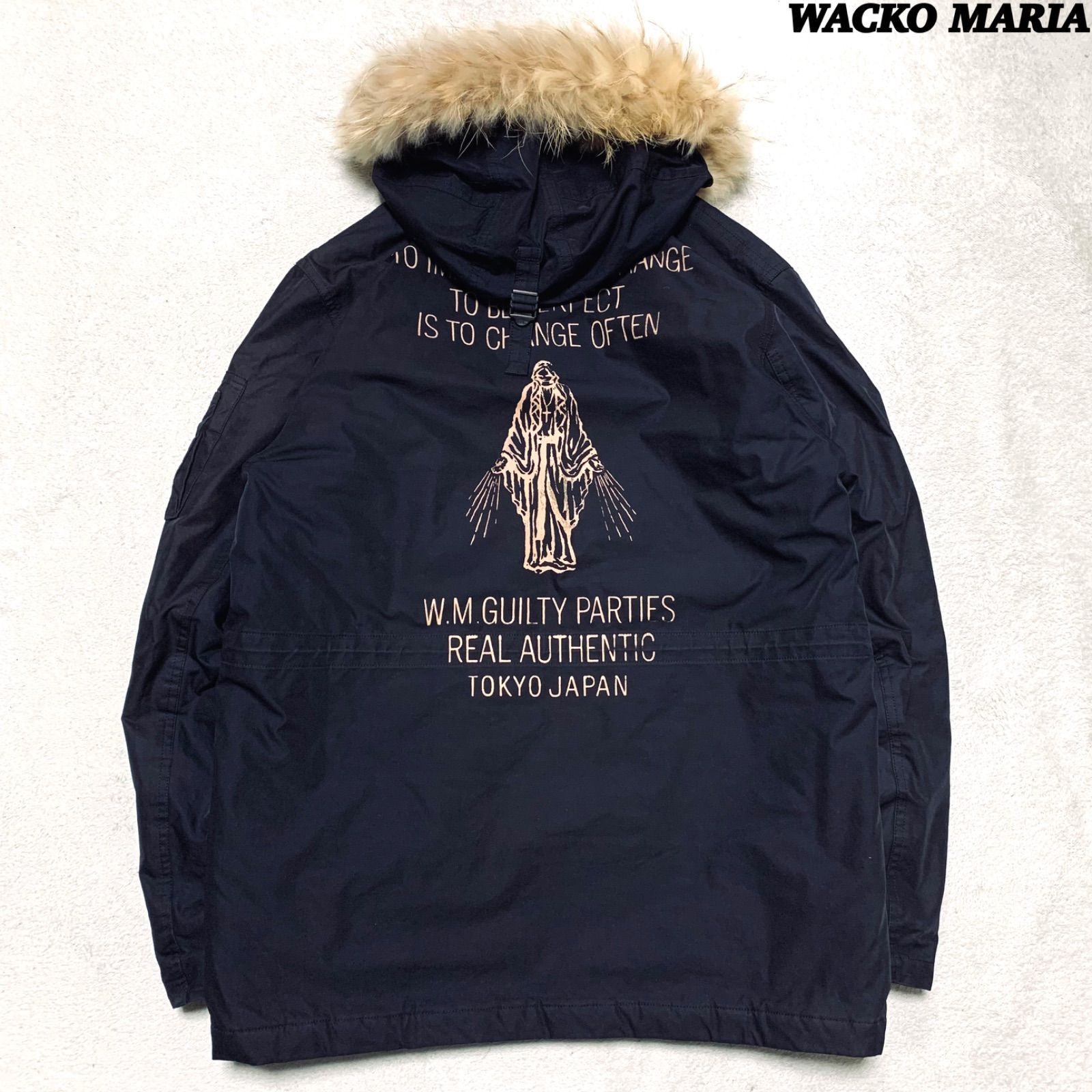 WACKO MARIA N-3B フライトジャケット ミリタリージャケット モッズコート プリント マリア ステンシル ファー付 コヨーテ ...