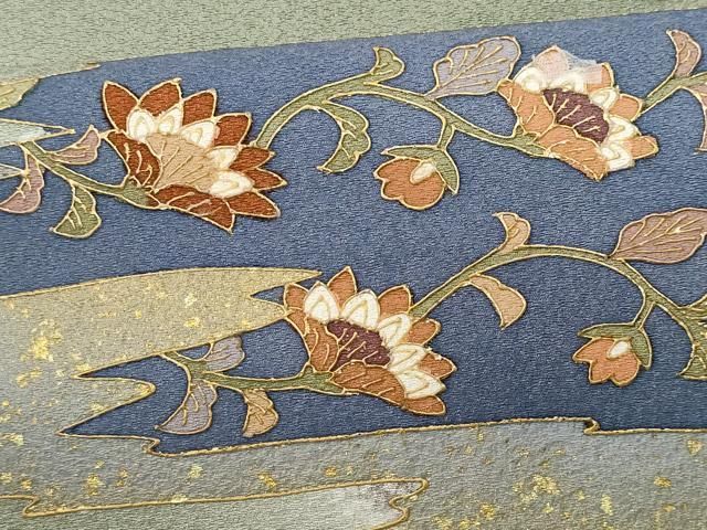平和屋着物○訪問着 刺繍 熨斗鳳凰草花文 暈し染め 金彩 正絹
