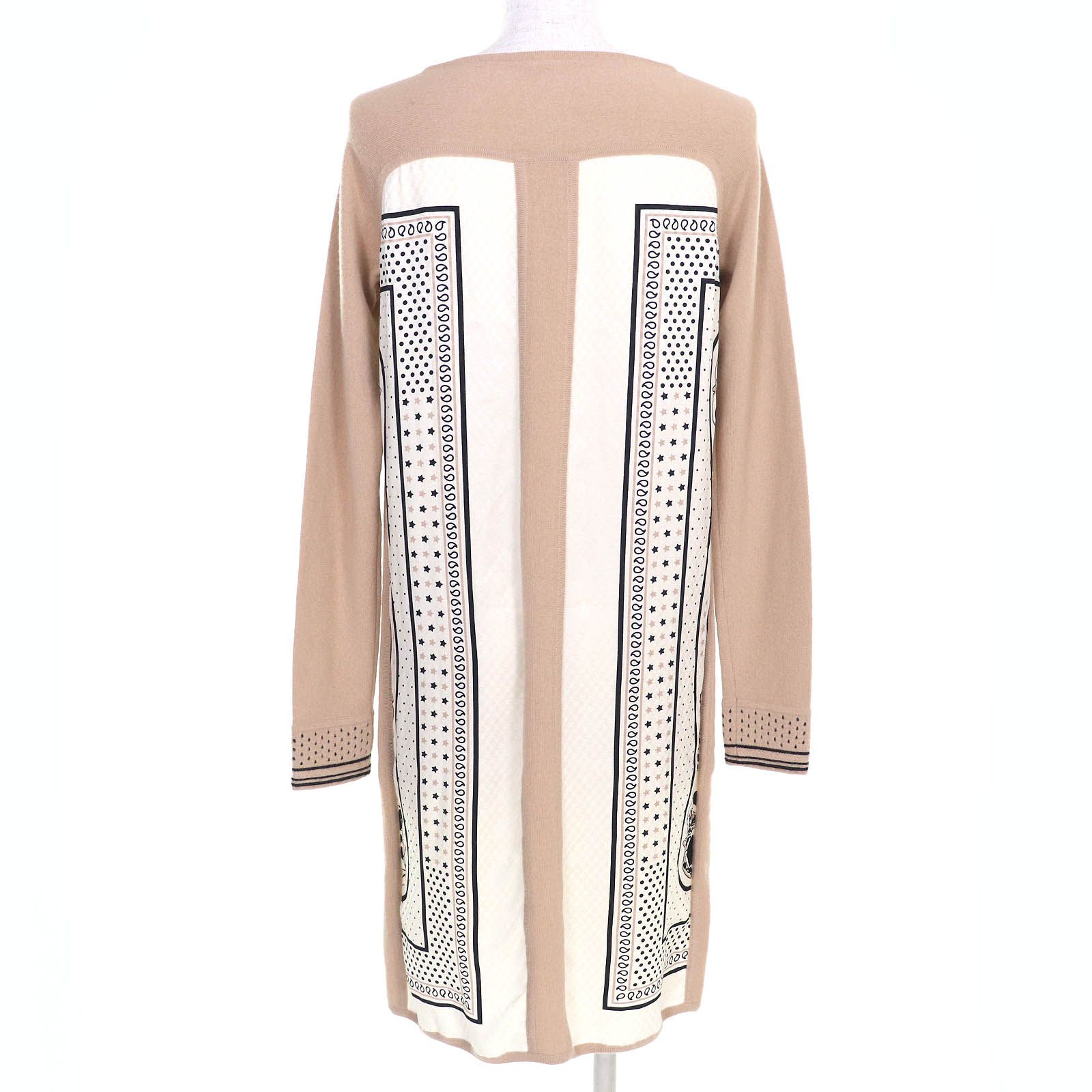 エルメス HERMES ニットワンピース タイト ひざ丈 ノースリーブ V