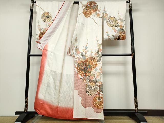 平和屋着物●十日町老舗ブランド　吉澤友禅　吾妻徳穂　訪問着　駒刺繍　鈴枝花文　金彩　正絹　逸品　CAAZ2563ut 平和屋着物○十日町老舗ブランド 吉澤友禅 吾妻徳穂 訪問着 駒刺繍