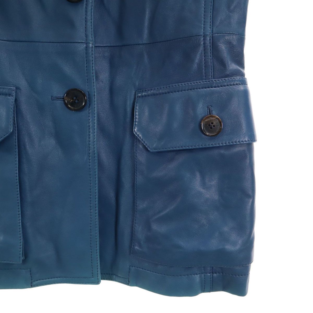 TOD'S トッズ イタリア製 レザージャケット 40 ブルー系 レディース