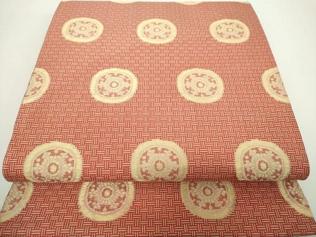 平和屋着物●龍村美術織物 　九寸開き名古屋帯　糸屋輪宝手　金糸　正絹　逸品　DAAZ0154ps 平和屋着物○龍村美術織物 九寸開き名古屋帯 糸屋輪宝手