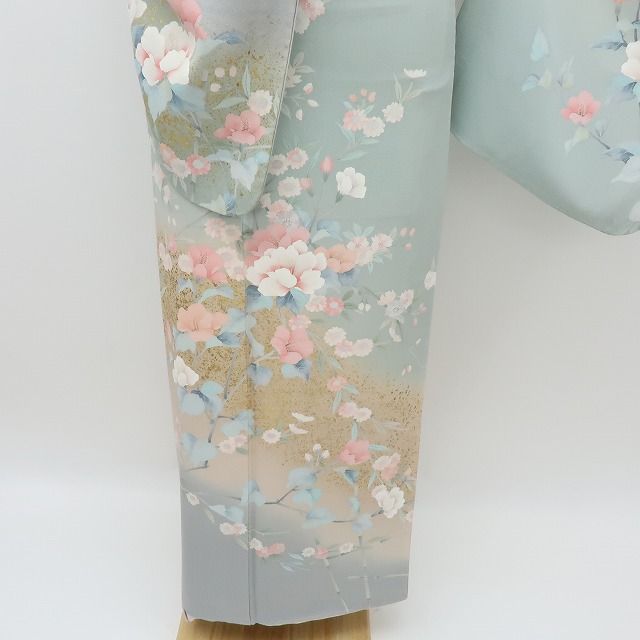 平和屋着物▽訪問着 単衣 草花文 金彩 正絹 逸品 AABD6069jh 平和屋