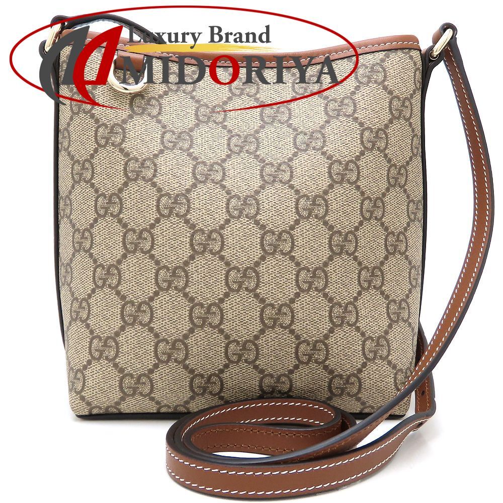 GUCCI グッチ GGエンブレム ナノ バケットバッグ 847090 ショルダーバッグ GGスプリームキャンバスxレザー ベージュ ブラウン ...