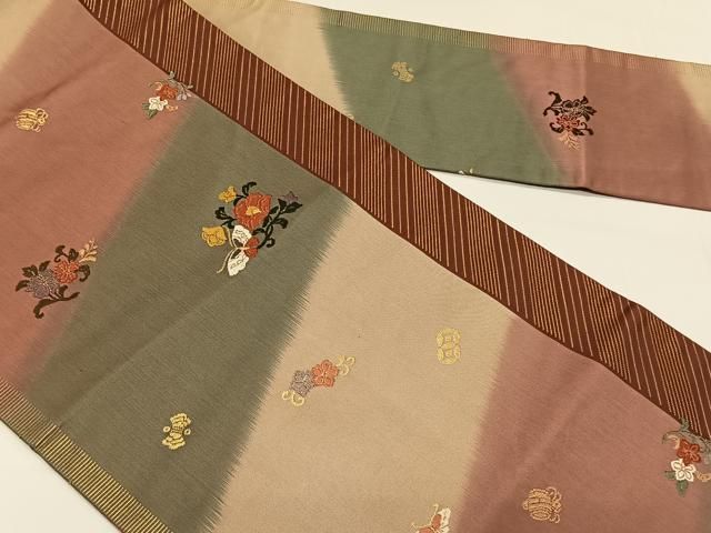 平和屋着物●九寸名古屋帯　唐織　亀甲花蝶文　金糸　正絹　逸品　CABA1054hy 平和屋着物○九寸名古屋帯 唐織 亀甲花蝶文 金糸 正絹 逸品 CABA1054hy