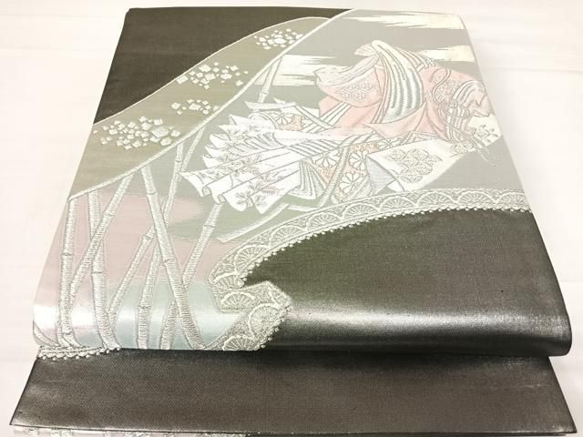 平和屋着物○九寸名古屋帯 刺繍 椿 正絹 逸品 CABA0889hy 平和屋着物