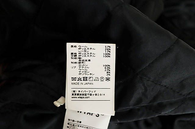 ダブルタップス WTAPS 18AW CLUB JACKET ロゴ 袖レザー 中綿 クラブ