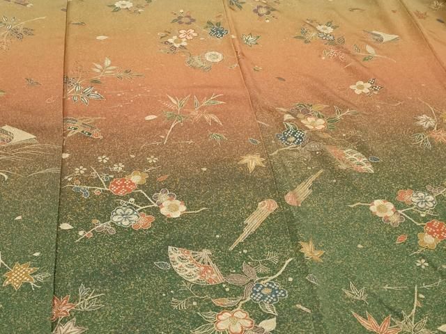 平和屋着物●無地絵羽訪問着　吉祥草花地紋　竜胆色　正絹　逸品　DAAX9911fe 平和屋着物○無地絵羽訪問着 吉祥草花地紋 竜胆色 正絹 逸品