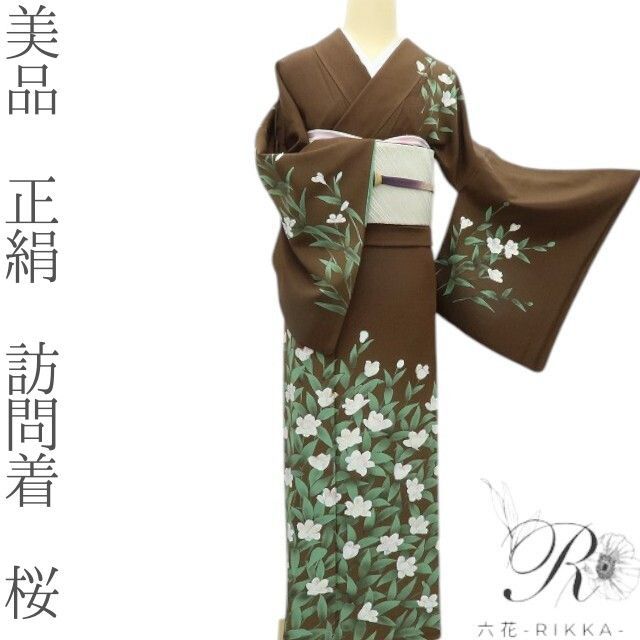 平和屋着物＊夏物 訪問着 絽 刺繍 蔦の葉芝文 暈し染め 正絹 逸品