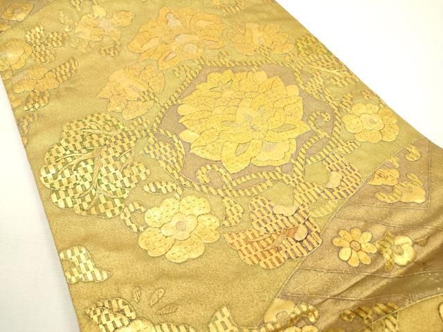 平和屋着物▽全通柄袋帯 更紗花文 金彩 正絹 逸品 DAAX9406fe - メルカリ
