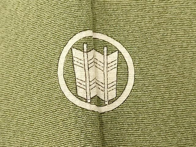 平和屋着物□染師 故・山代谷隆 色無地 草色 正絹 逸品 AABC7147fw