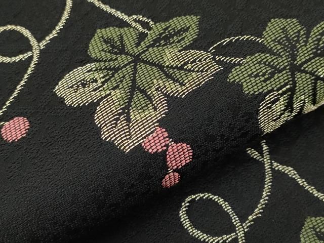 平和屋着物□極上 両面 両方向 全通柄袋帯 型染め 地紙飛鶴枝花文 金