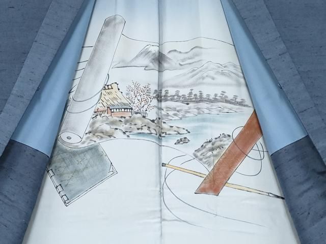 平和屋着物□極上 男性 紬 アンサンブル キングサイズ 色無地 青褐色地