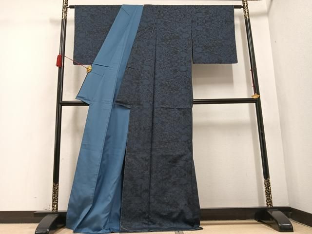 平和屋着物●本場大島紬　一元7マルキ　草花文　通し胴裏　正絹　逸品　未使用　AABD4443ph 平和屋着物○本場大島紬 一元7マルキ 草花文 通し胴裏 正絹 逸品 未