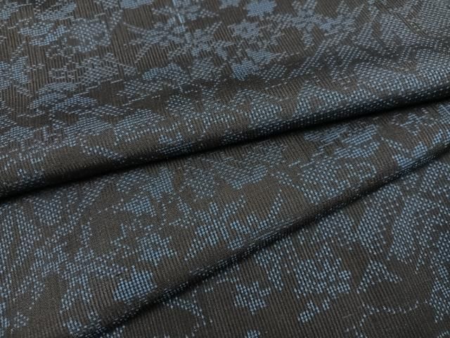 平和屋着物○本場大島紬 一元7マルキ 草花文 通し胴裏 正絹 逸品 未