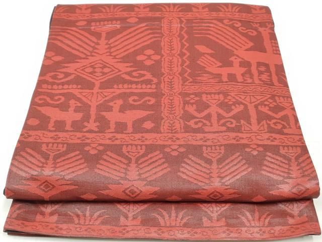 平和屋着物◎六通柄袋帯 エジプト壁画文様 正絹 逸品 DAAZ1018qa