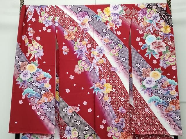 平和屋着物□極上 振袖 仮絵羽 草花吉祥文 暈し染め 逸品