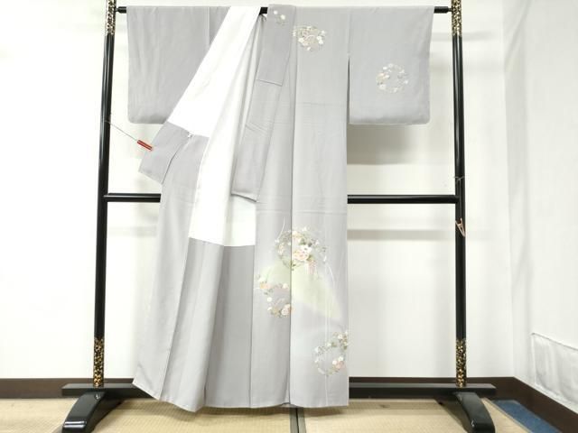 平和屋着物○訪問着 友禅 作家物 草花丸文 暈し染め 正絹 逸品 未使用