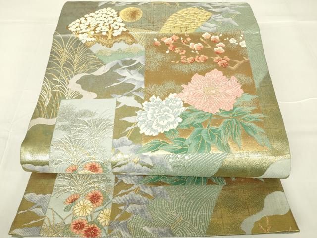 平和屋着物○六通柄袋帯 唐織 錦繍綴 御所松鶴文 金糸 正絹 逸品