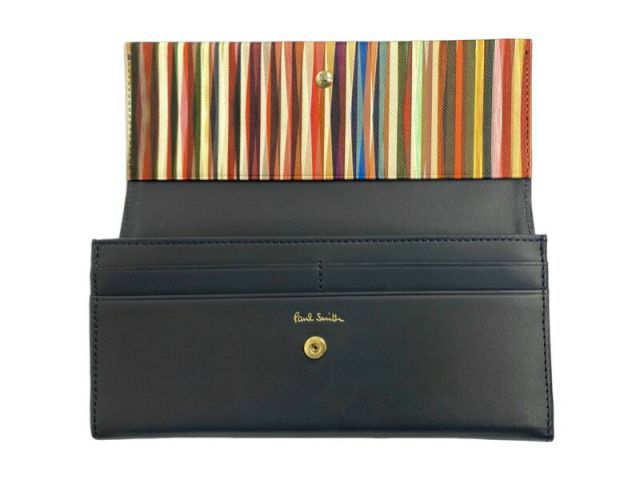 未使用 ポールスミス 長財布 レザー ネイビー 濃紺 紺 マルチ