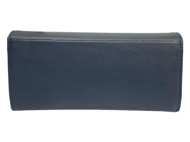 未使用 ポールスミス 長財布 レザー ネイビー　濃紺  紺 マルチストライプ 財布 レディース Paul Smith 二つ折り PWD546 【中古】 未使用 ポールスミス 長財布 レザー ネイビー 濃紺 紺 マルチ