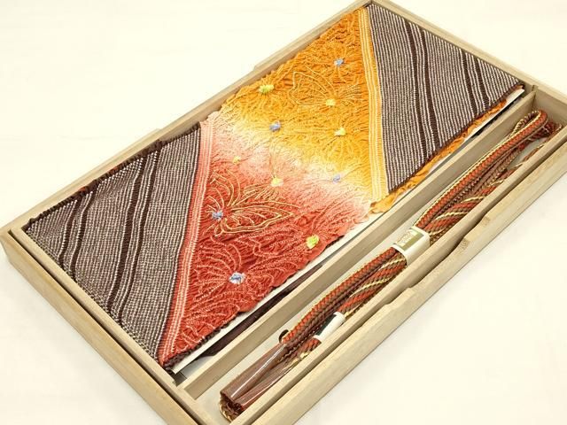 平和屋着物＊夏物 和装小物 帯締め・帯揚げセット 雲 暈し染め 銀糸