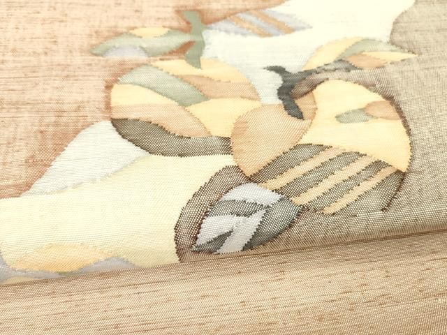 平和屋着物○太鼓柄袋帯 紬地 すくい織 成り物 正絹 逸品 DAAZ4397cm