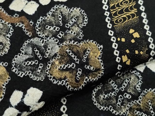 平和屋着物○訪問着 絞り 枝梅文 黒地 金銀彩 正絹 逸品 CABA6009vf