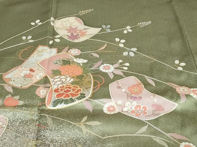 平和屋着物○創業460年・千總 訪問着 駒刺繍 草花丸文 金彩 松坂屋扱い