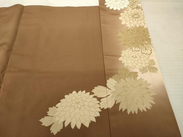 平和屋着物○創業460年・千總 色留袖 菊尽くし 枯茶色地 暈し染め 三越
