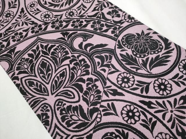 平和屋着物○六通柄袋帯 切嵌花丸文 銀糸 正絹 逸品 CABA0930hy